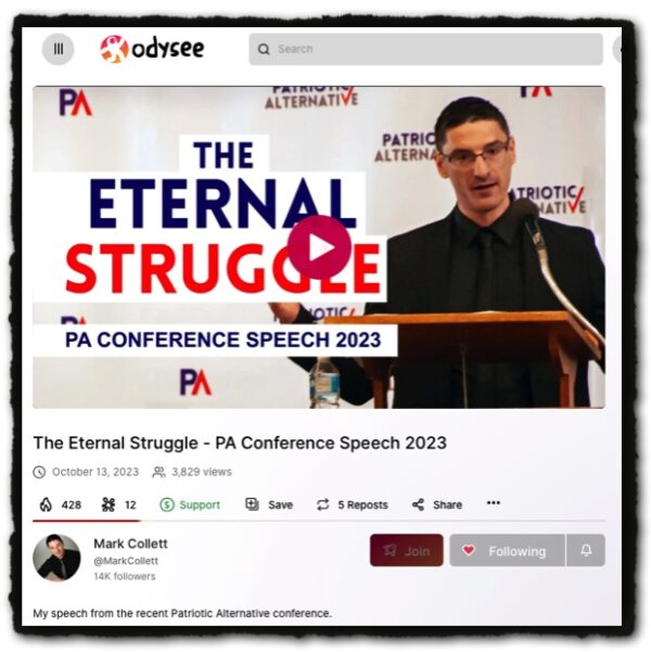 Mark Collett – The Eternal Struggle – PA Conference Speech 2023 – Oct 7 ...