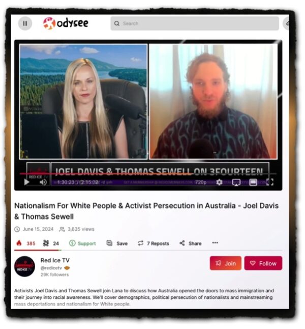 Red Ice TV – Nationalism for White People & Activist Persecution in Australia – Joel Davis ...
